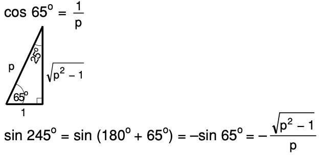 Diketahui cos 65° = 1/p, maka sin 245° = - Mas Dayat