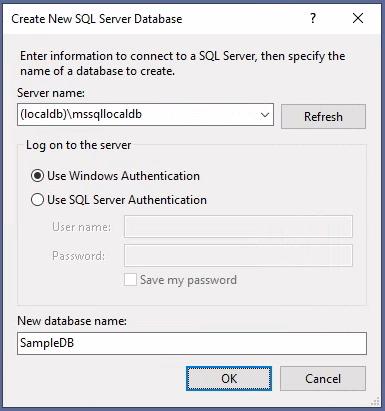Entity Framework Core (EF) with SQL Server LocalDB
