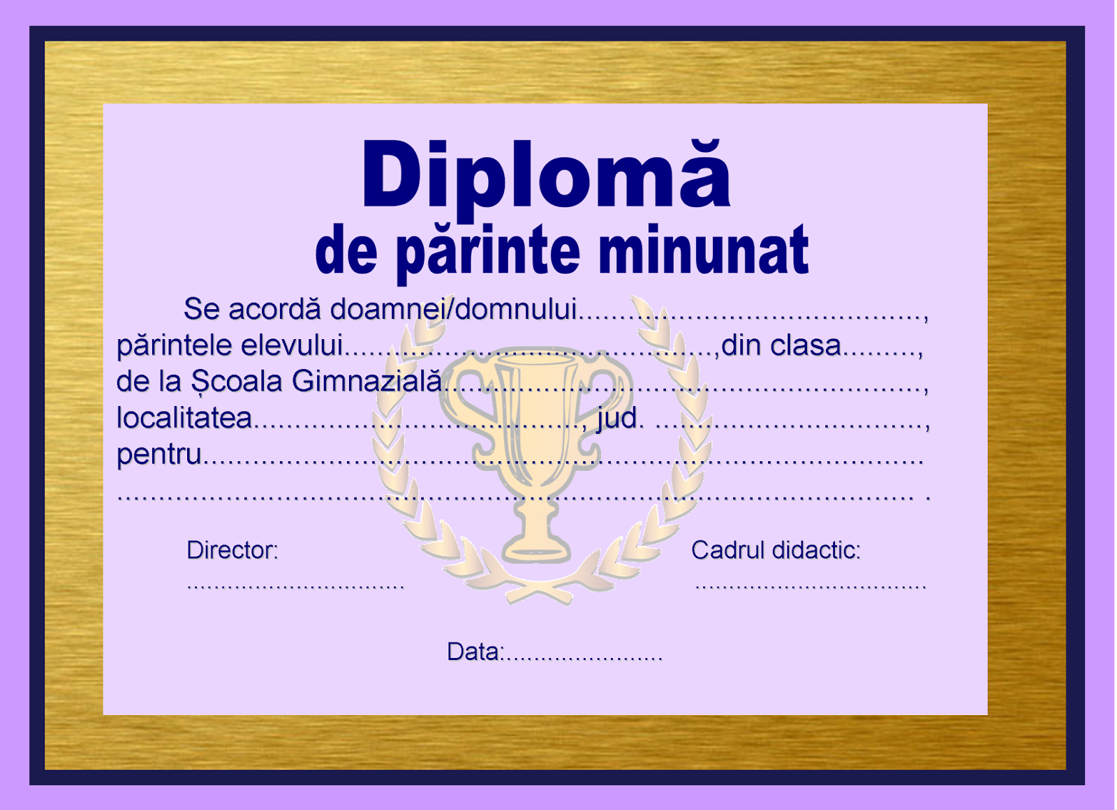 Diplome pentru părinți (trei modele) - Materiale didactice de 10(zece)