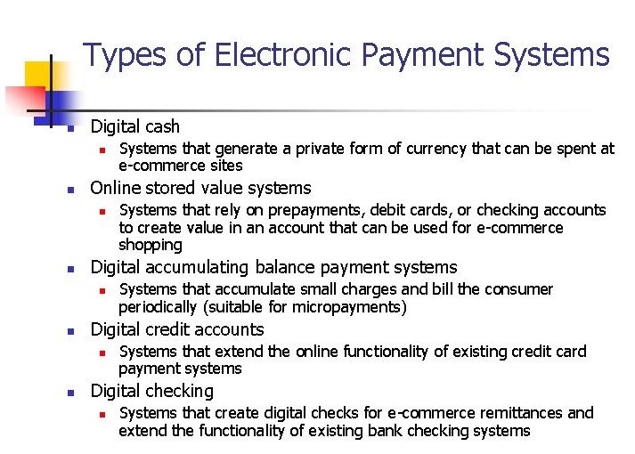 Types Of E payments Types Of E payments