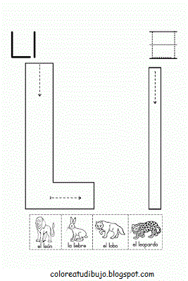 Letra L para colorear CON EJEMPLOS - COLOREA TUS DIBUJOS