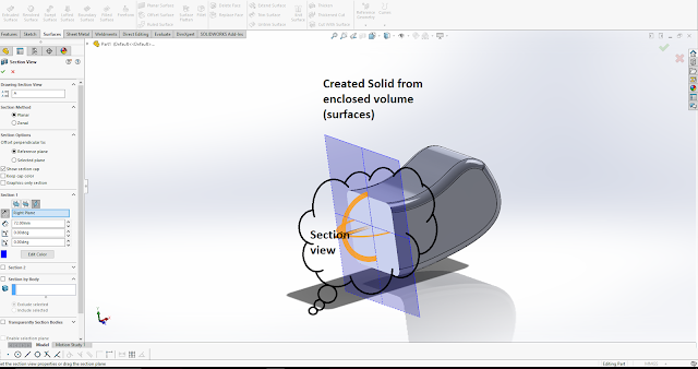 Design Tech Academy: Solid Works Thicken & creating solid from enclosed ...