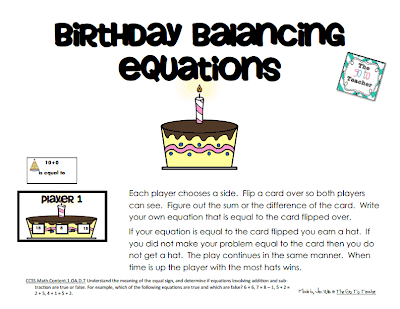 The Go To Teacher: It's a Math Party: Balancing Equations and Fact ...