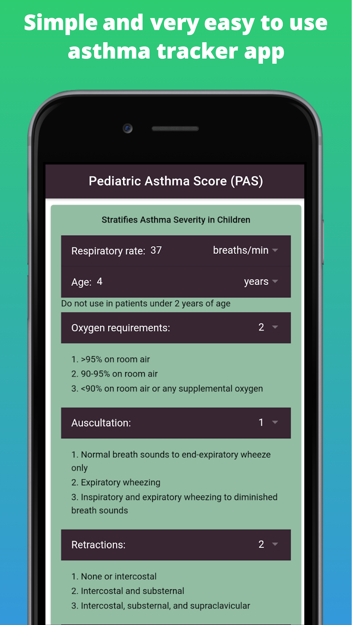 Pediatric Asthma Severity Score - Asthma Tracker ~ iMedical Apps