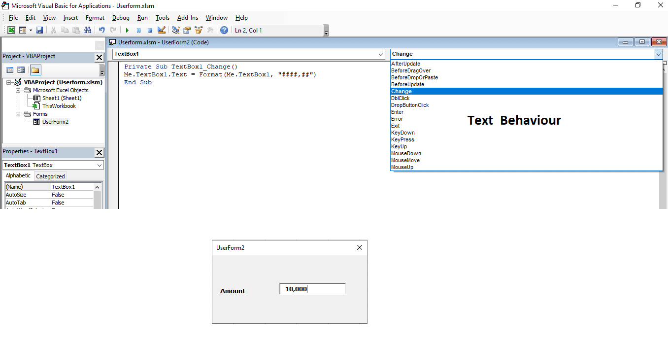 Excel Vba Tutorial 5 Text Box Properties Text Box Currency Format And Date Format King Of Excel