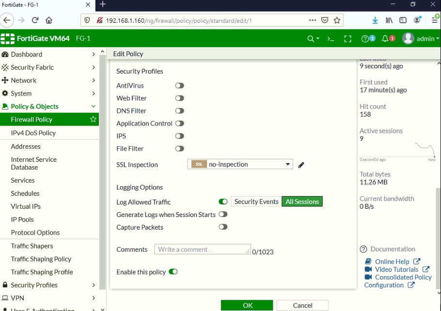 My Cybersecurity Journal: FortiGate Address Object and Firewall Policy