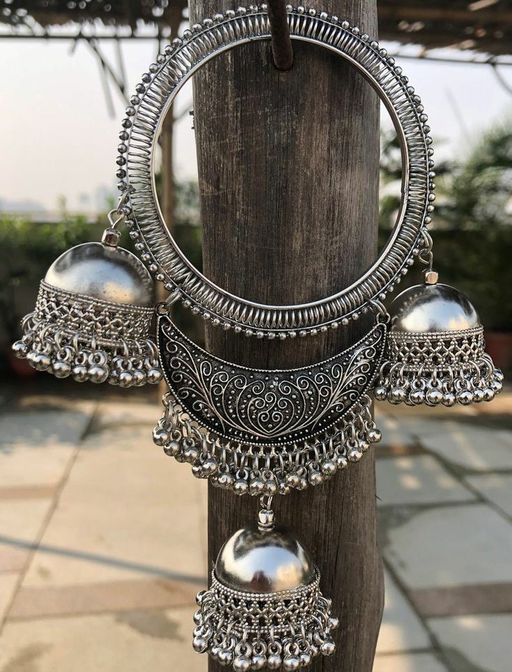 Silver jhumka bangles