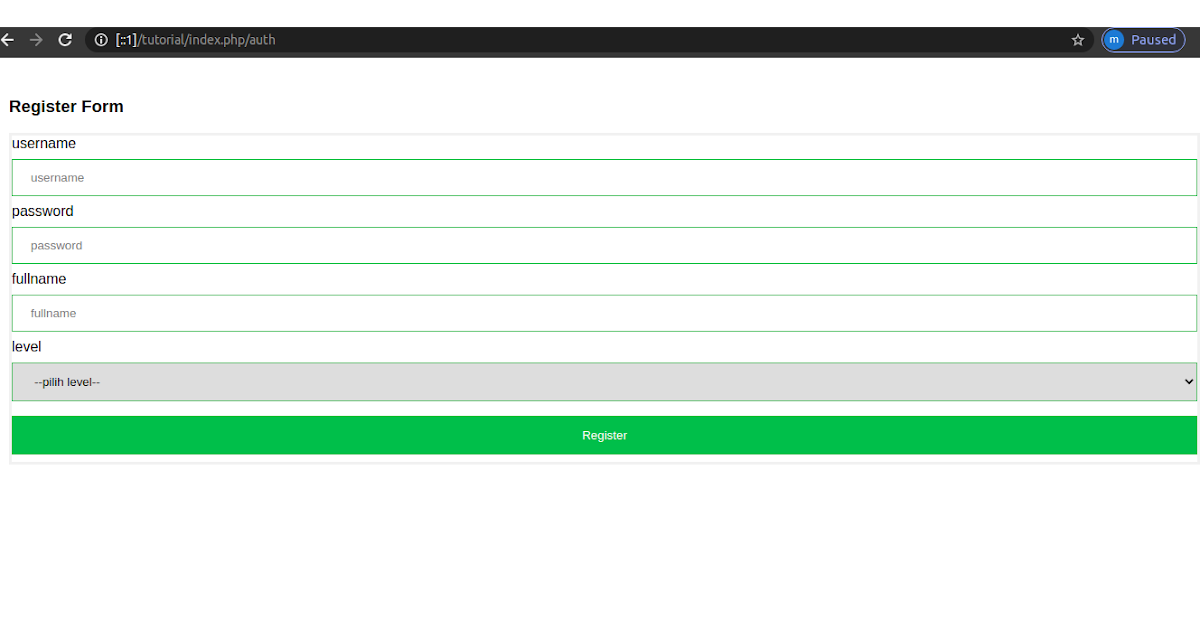 Cara membuat Form register responsive di codeigniter - Coding Center