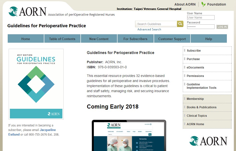 臺北榮總圖書館 News E點通: 【新訂資源】AORN Guidelines for Perioperative Practice (手術全 ...