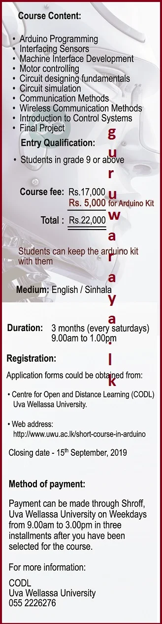 Short Course in Robotics and Arduino programming - Uwa Wellassa University - Teacher
