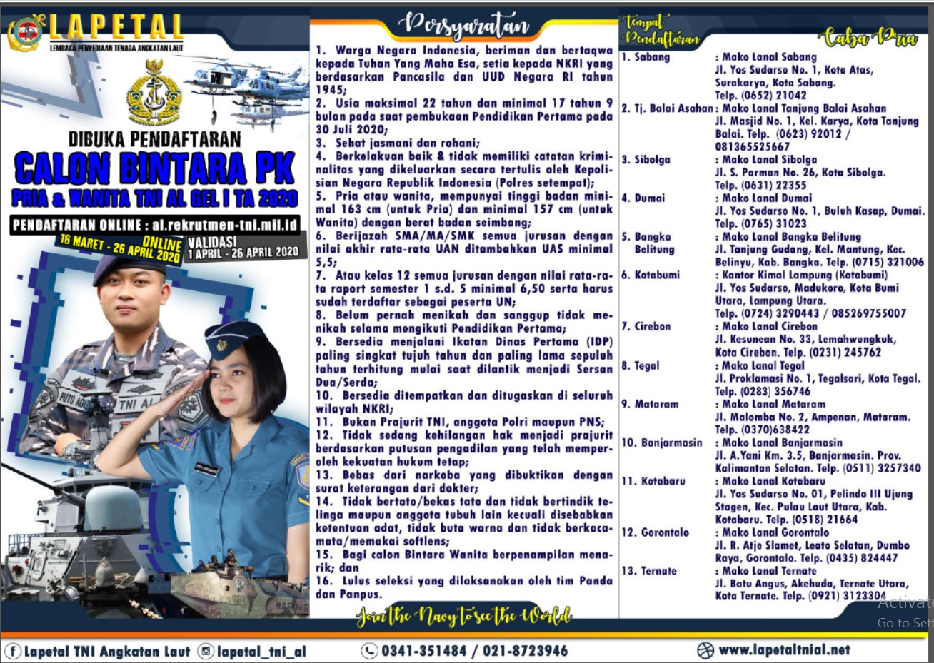 Pendaftaran Bintara AL 2020 Gelombang 1 ~ Richfister Santo Kusuma P Tobing Pendaftaran Bintara AL 2020 Gelombang 1 ~ Richfister Santo Kusuma P Tobing