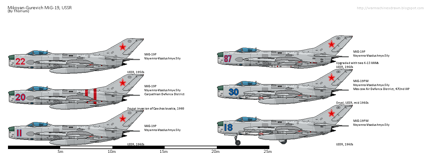 War Machines Drawn: Mikoyan-Gurevich MiG-19P & PM, Soviet users