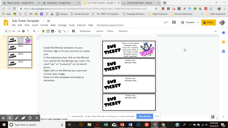 Tech and Teachability: Sub Tickets FREEBIE! {Tutorial plus Template}