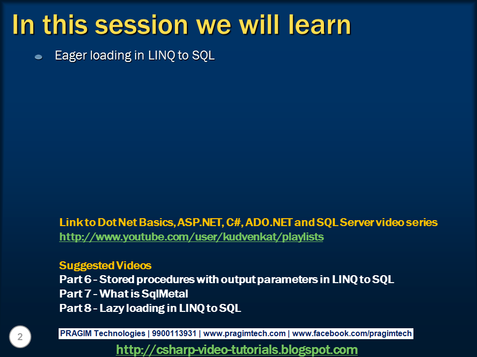 Sql Server Net And C Video Tutorial Part 9 Eager Loading In Linq To Sql