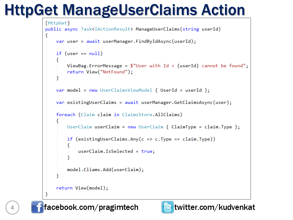 Sql Server Net And C Video Tutorial Manage User Claims In Core Slides