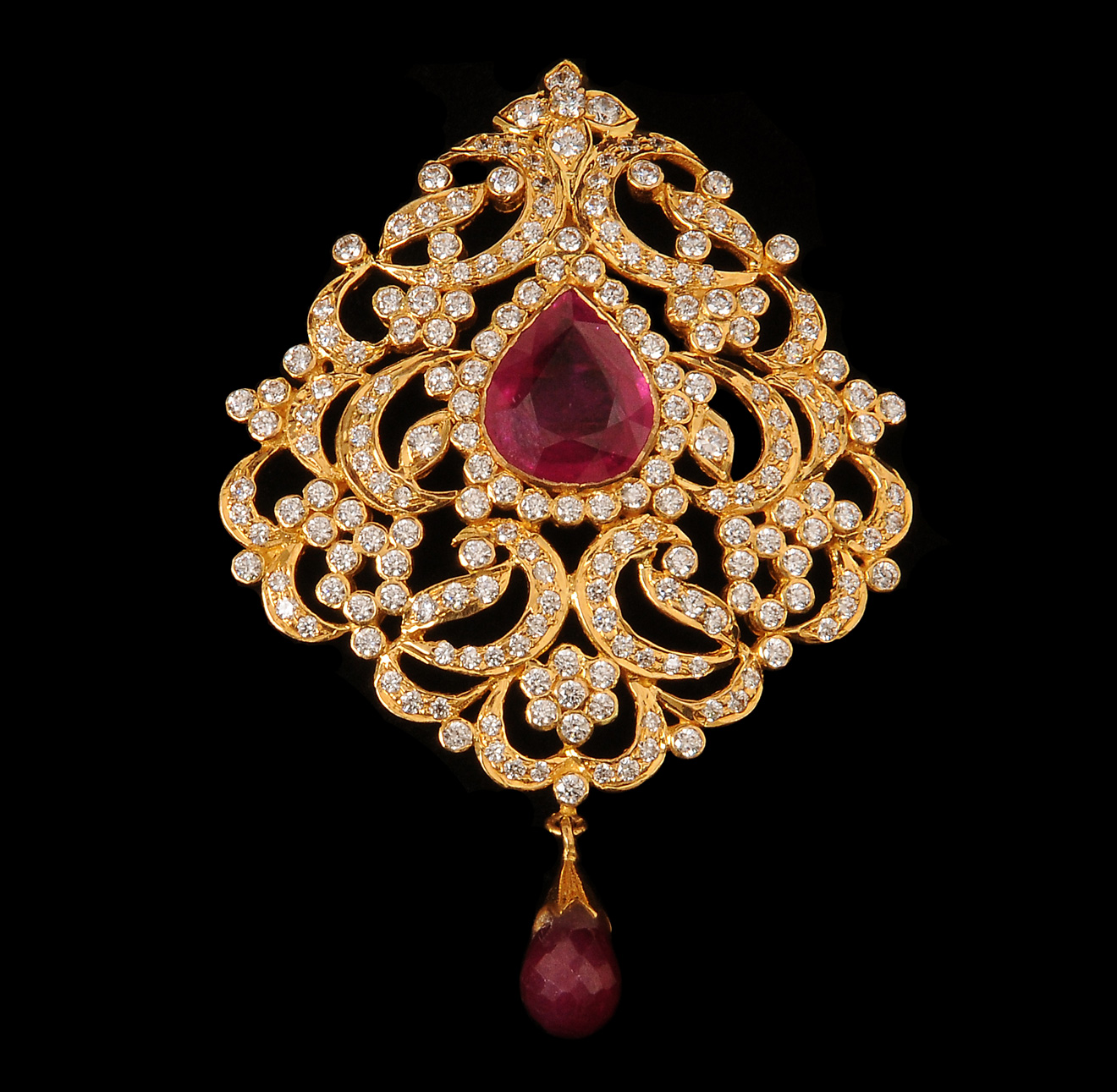 hairstyle coiging: Beautiful Gold Pendant Sets with czs rubys and ...