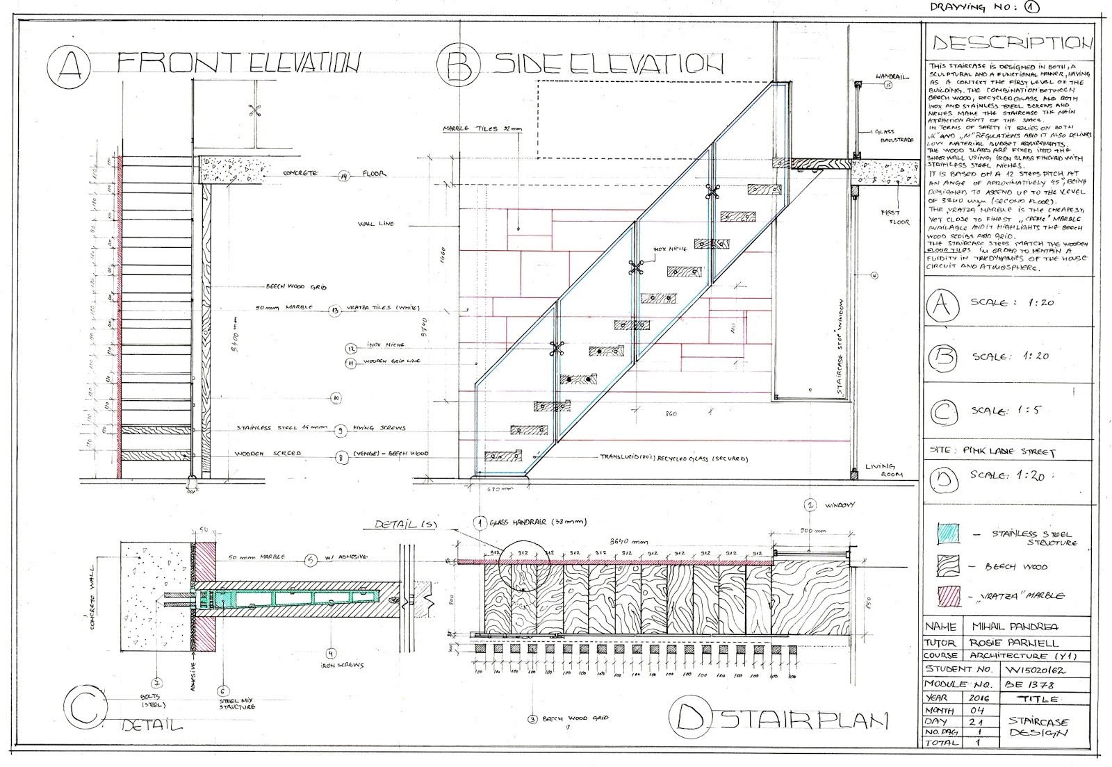 STAIRS DETAIL - TECHNICAL | ARCHITECTURE PORTFOLIO