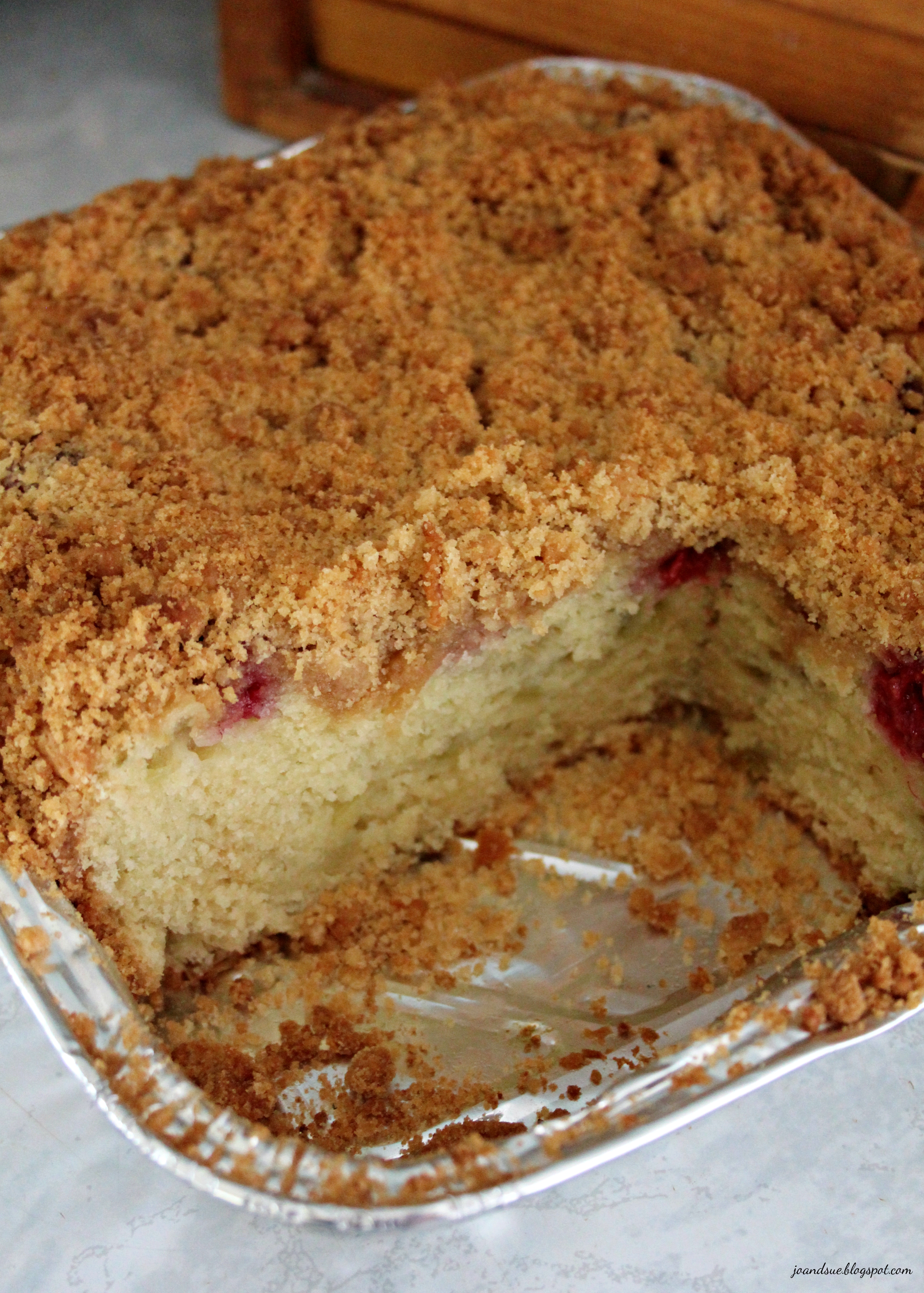 Jo and Sue: Big Batch Rhubarb Raspberry Streusel Cake
