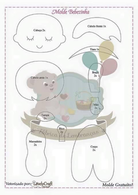 Moldes de bebês em feltro - Ver e Fazer