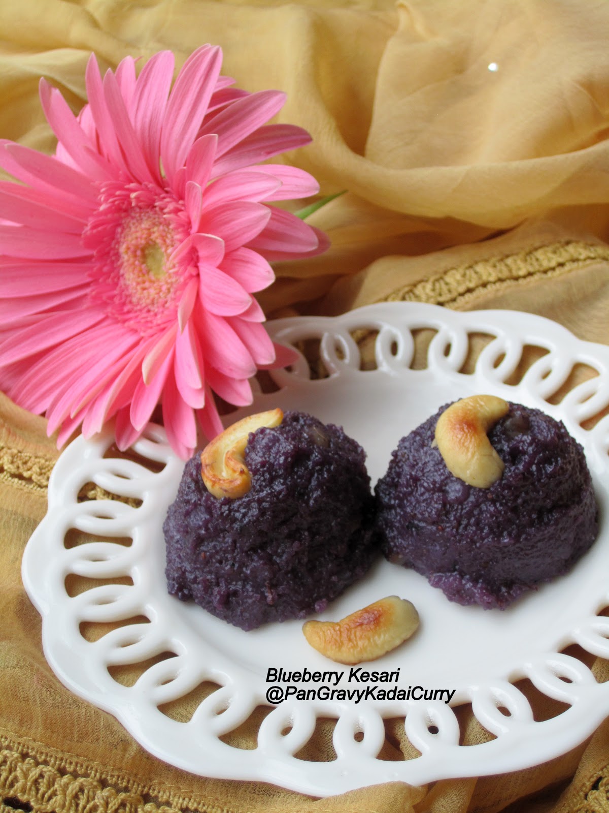 Pan Gravy Kadai Curry: Fruit Kesari - Blueberry Kesari