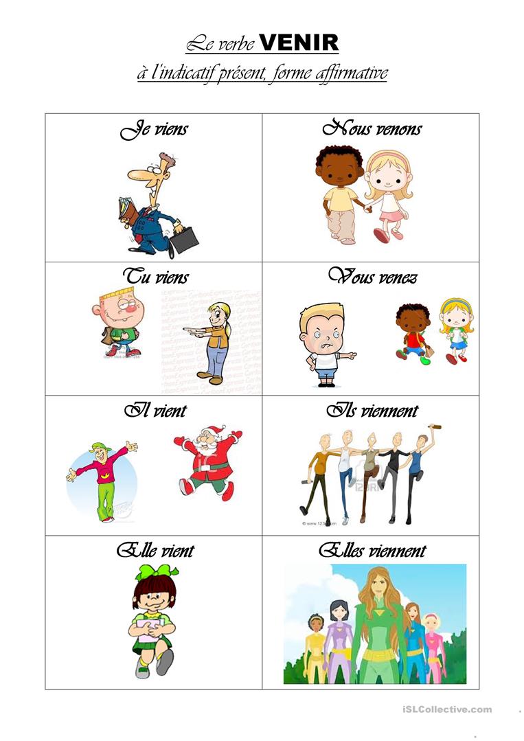 Dans la classe: Verbe venir au présent
