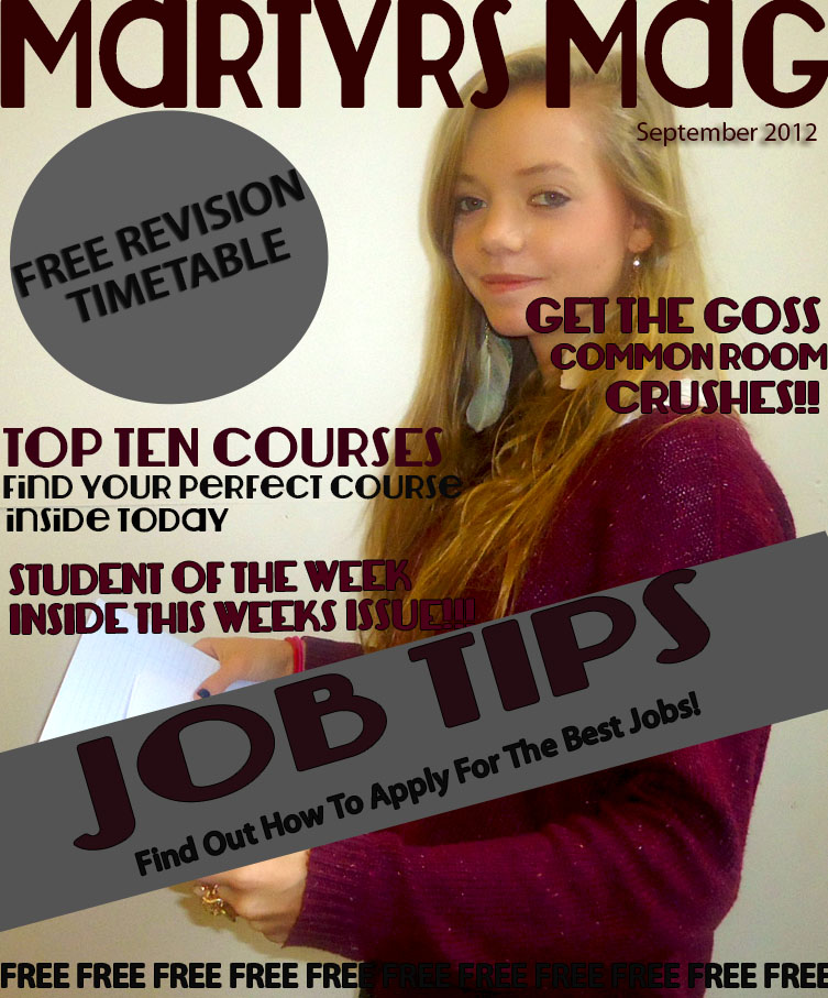 Rachael Mcinerney AS Media Studies: School Magazine Front Cover