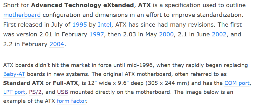 ATX (Advanced Technology eXtended) ATX (Advanced Technology eXtended)