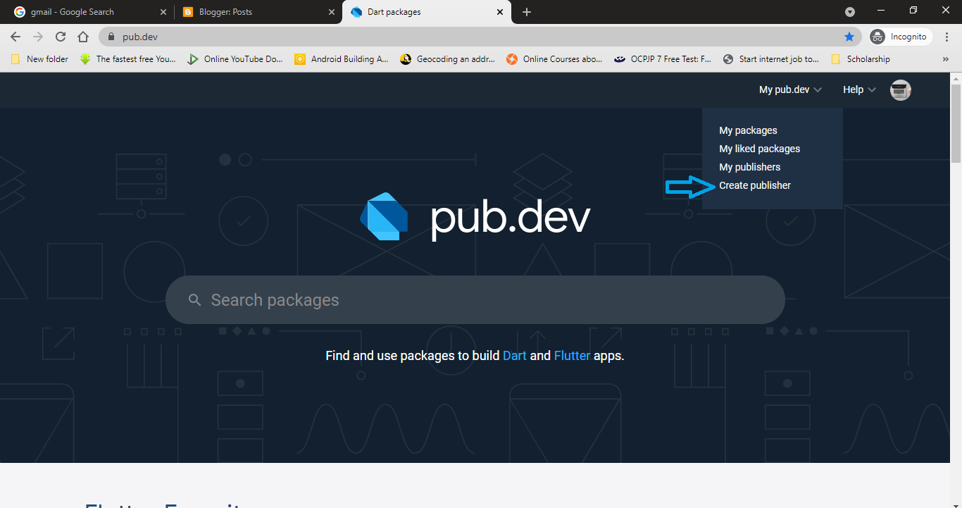 Create a Publisher Account on the pub.dev