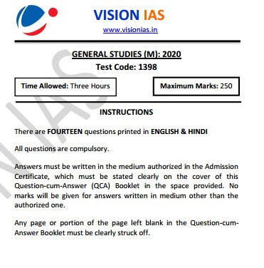 Vision IAS Mains 2020 Test 08 with Solution PDF - VISION