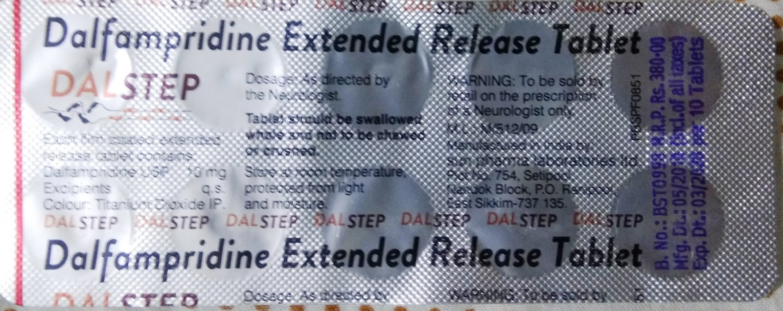 Living strong with Multiple Sclerosis: DALFAMPRIDINE DALSTEP 10mg drug ...