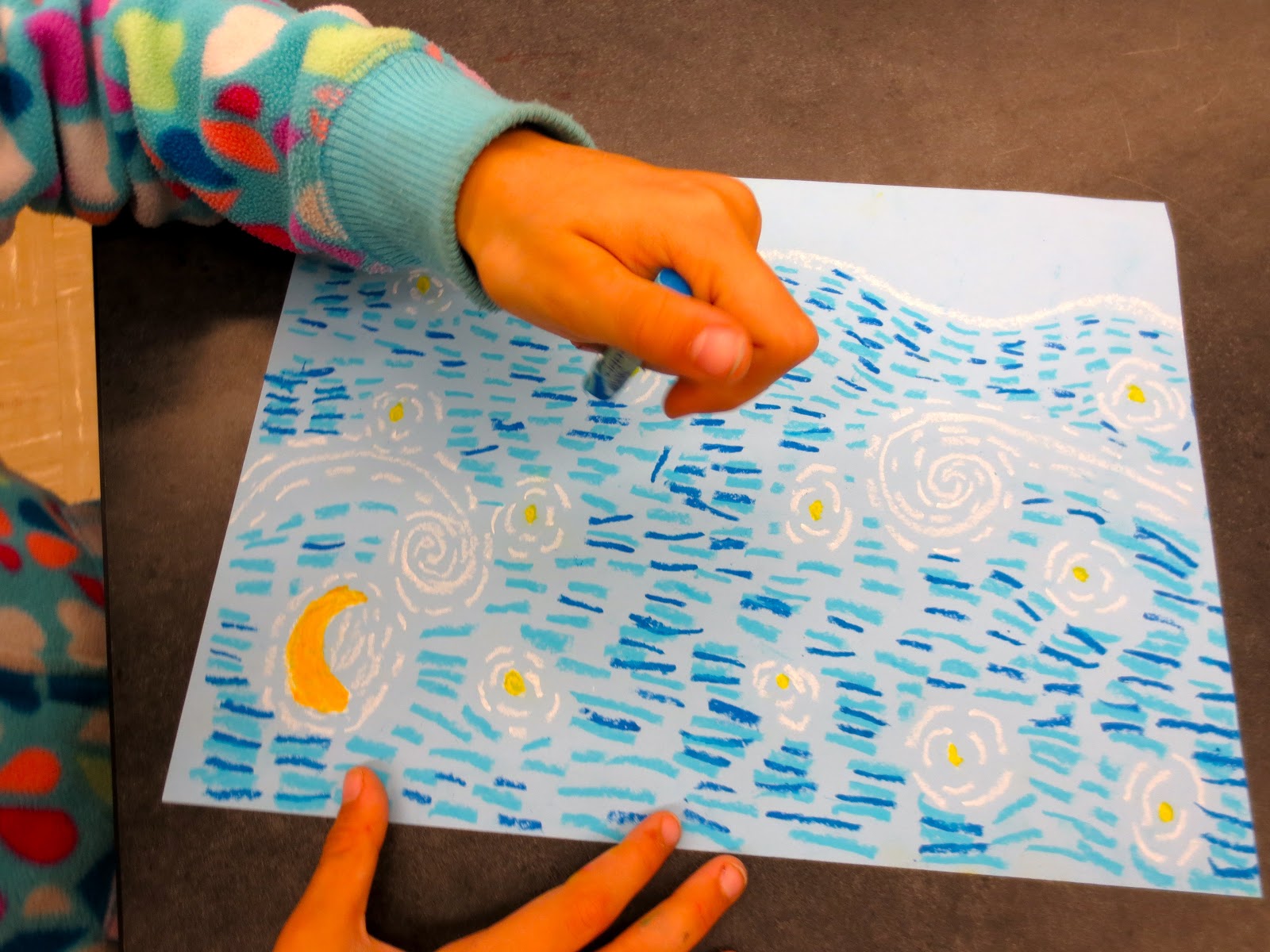 Zilker Elementary Art Class: 1st Grade Starry Night Over Austin