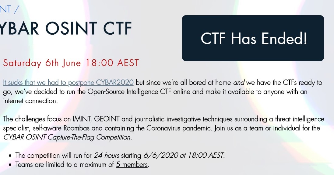 Security G33k: CYBAR OSINT CTF - Everything Except Two!