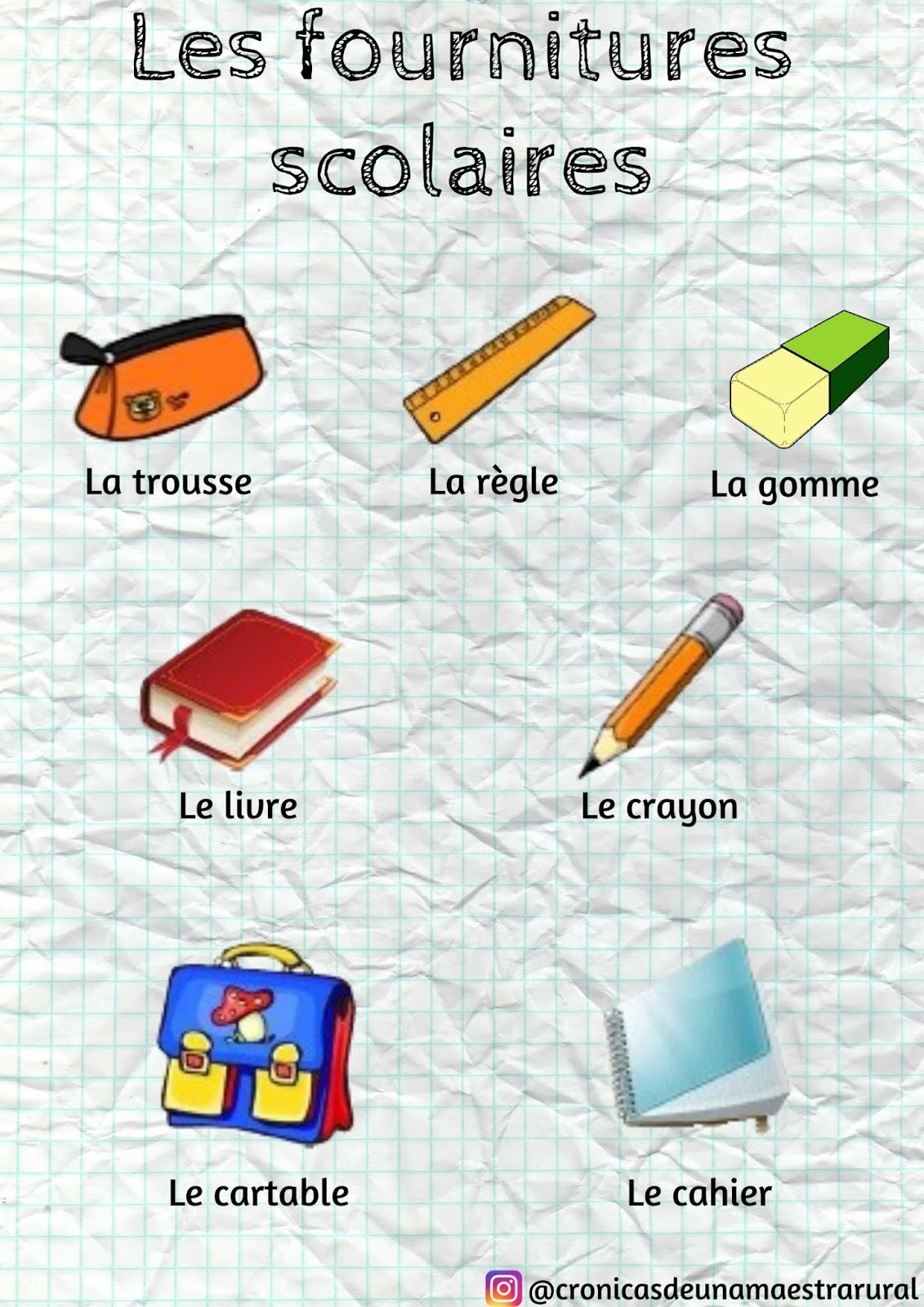 Crónicas de una Maestra Rural: LES FOURNITURES SCOLAIRES
