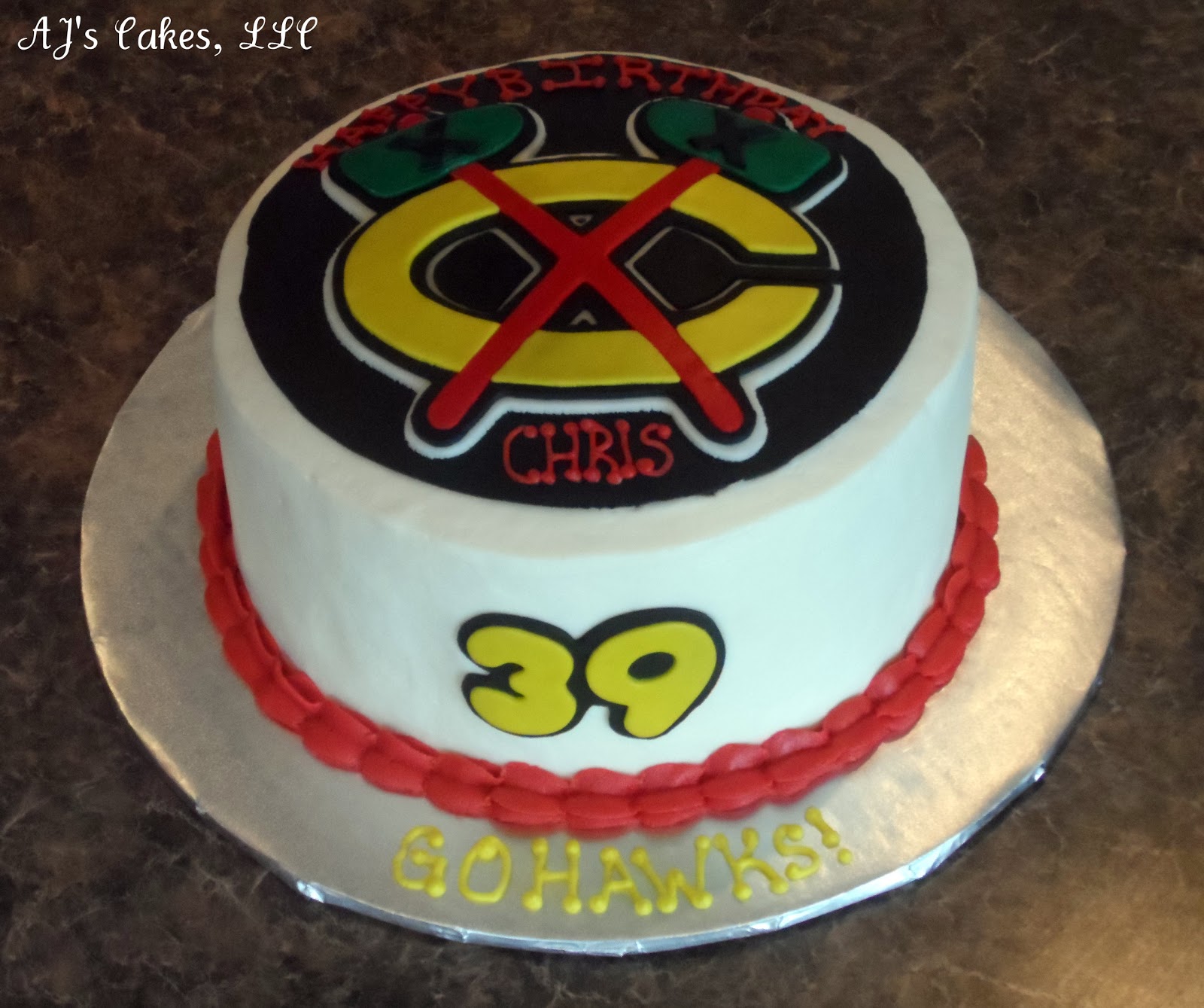 AJ's Cakes: Chicago Black Hawks Cake