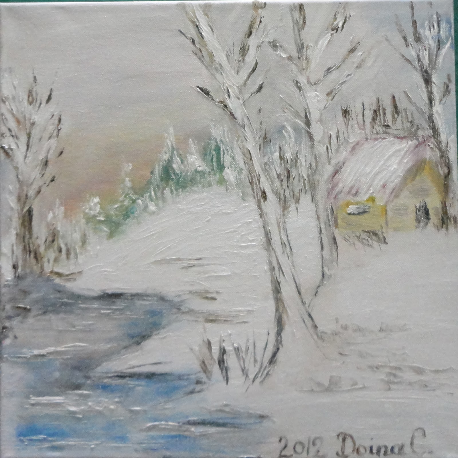 PICTURI MODERNE DECOR: -130-- PICTURA PEISAJ DE IARNA