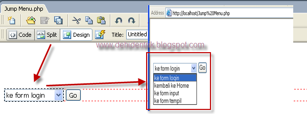Trik membuat Jump Menu dengan Dreamweaver