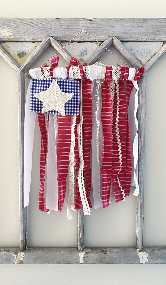 Red, White and Blue Rag Flag