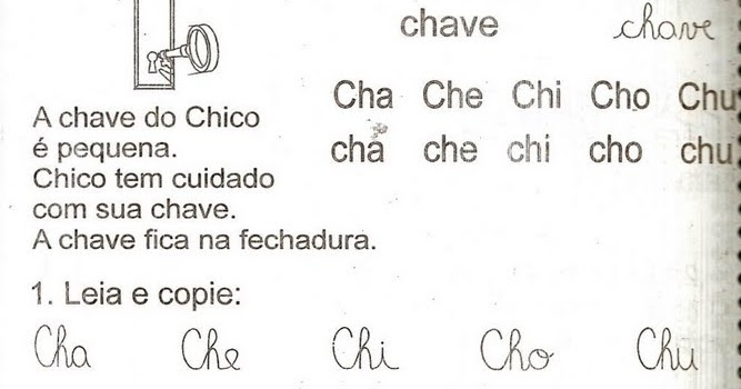 Pedagogas da paz: Atividade com CH - cha che chi cho chu