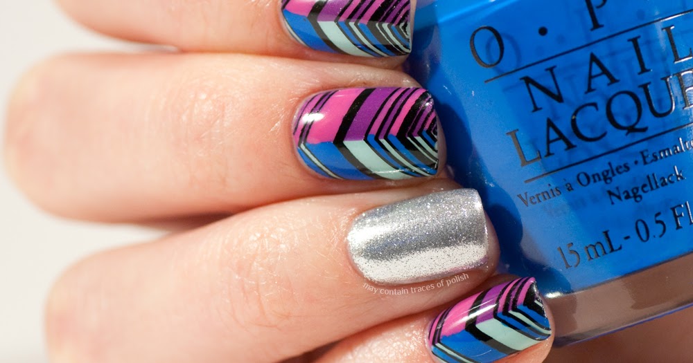 Chrome and chevron nails - May contain traces of polish