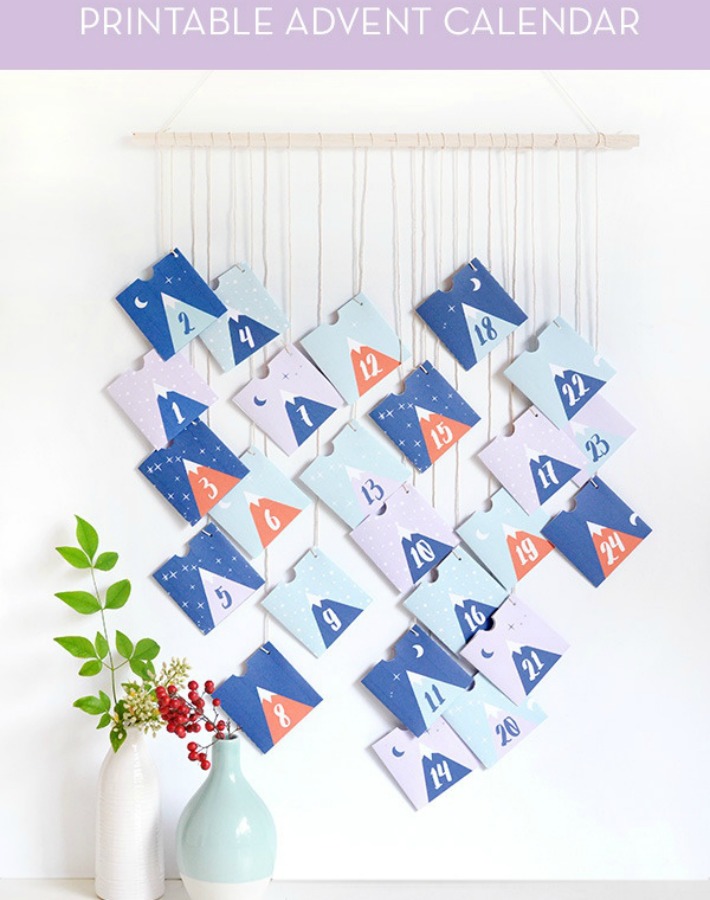 9 calendarios de Adviento imprimibles gratis | Decoración