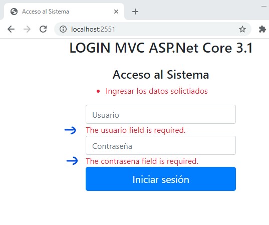 ASP.NET Core 3.1 - LOGIN en MVC con C# y ADO.Net