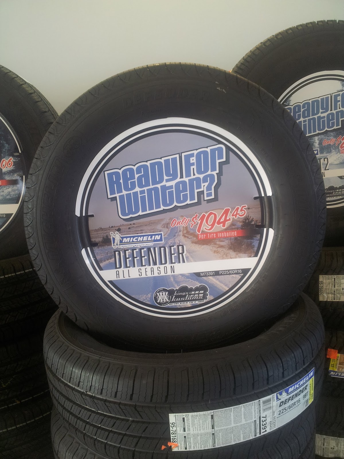 omecca custom graphic design: Winter Tire Display Signage