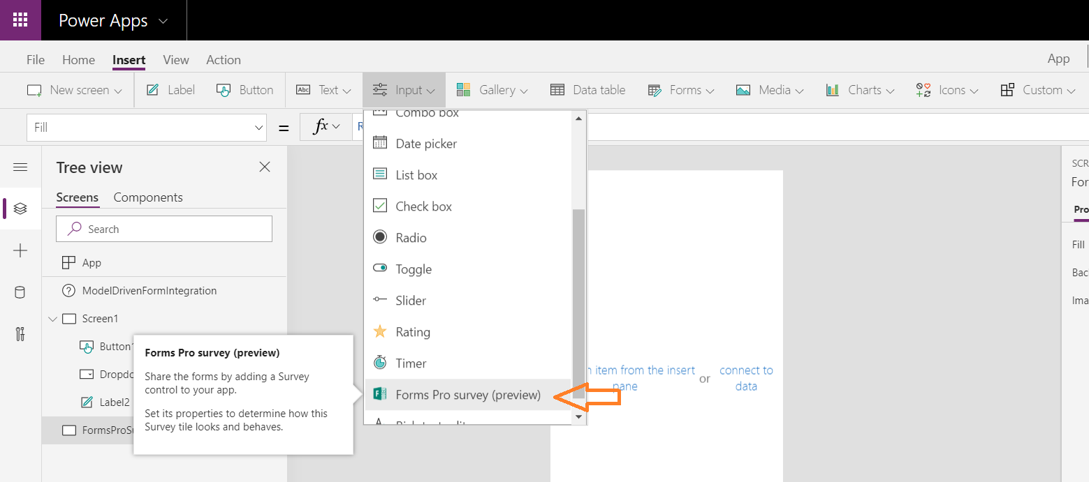 Embedding FormsPro surveys via a Canvas app