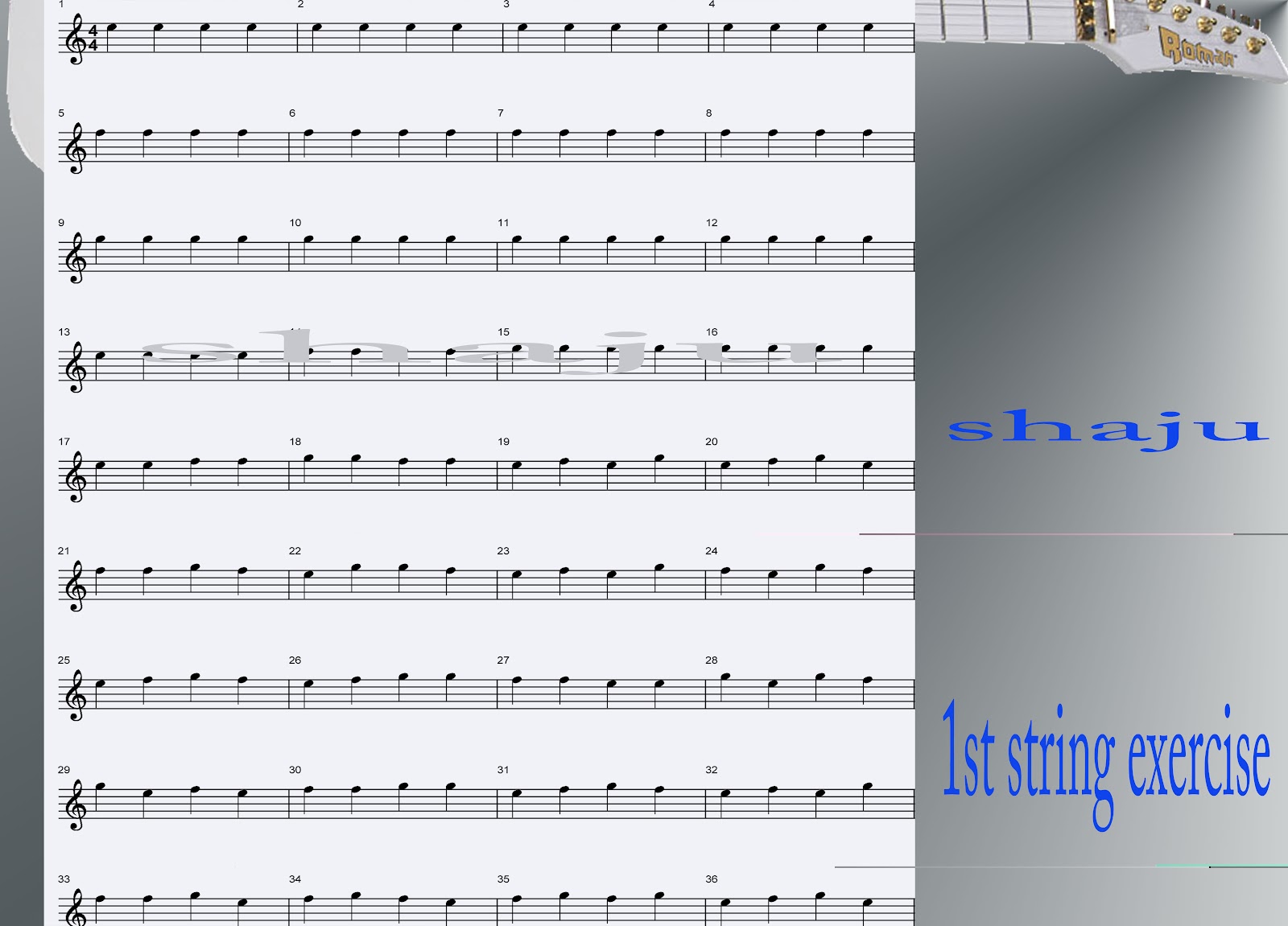 Shaju's Guitar Lessons: 1st STRING EXERCISE