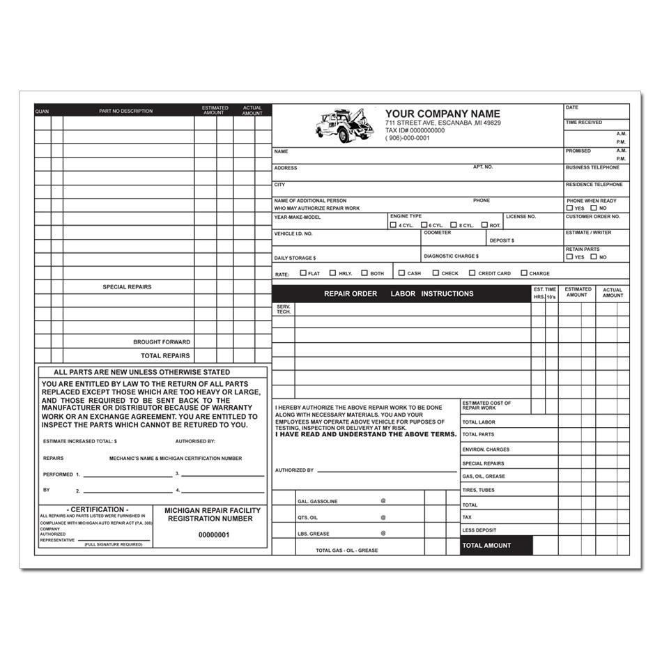 Auto Body Shop Receipt - Invoice Template