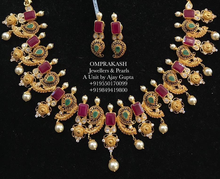 Latest Ruby Peacock Necklace - Jewellery Designs