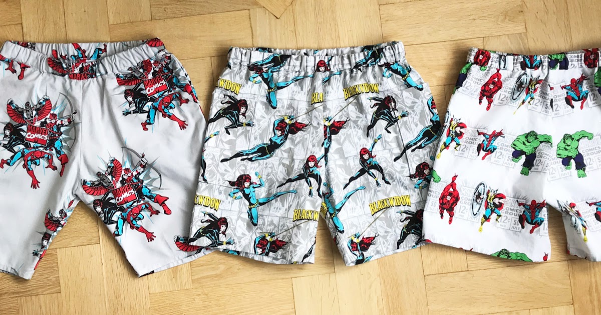 New Grandma Wants to Sew!: This year's summer shorts - Superheroes mark ...