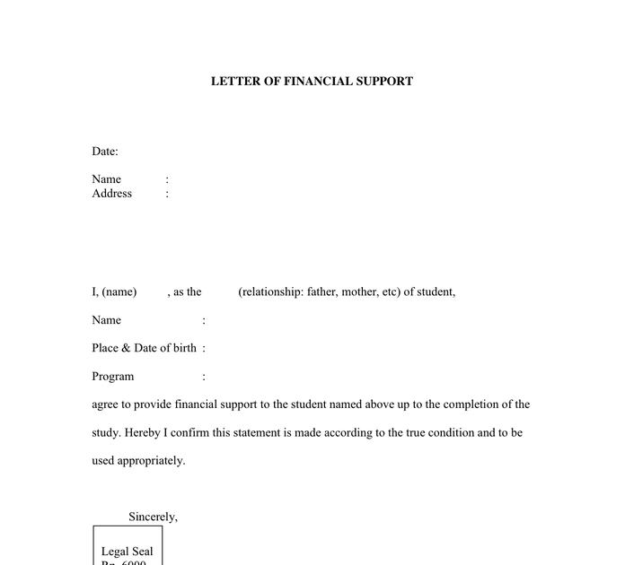 Letter Of Financial Support ~ Thankyou Letter