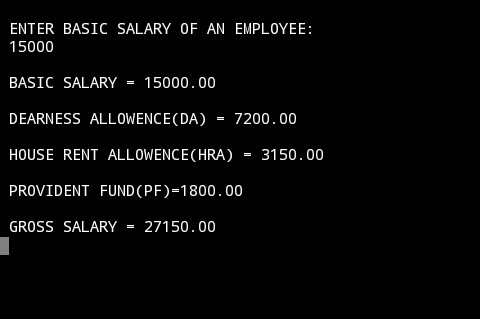 C program to calculate Gross salary of an employee with HRA,DA - My CS ...