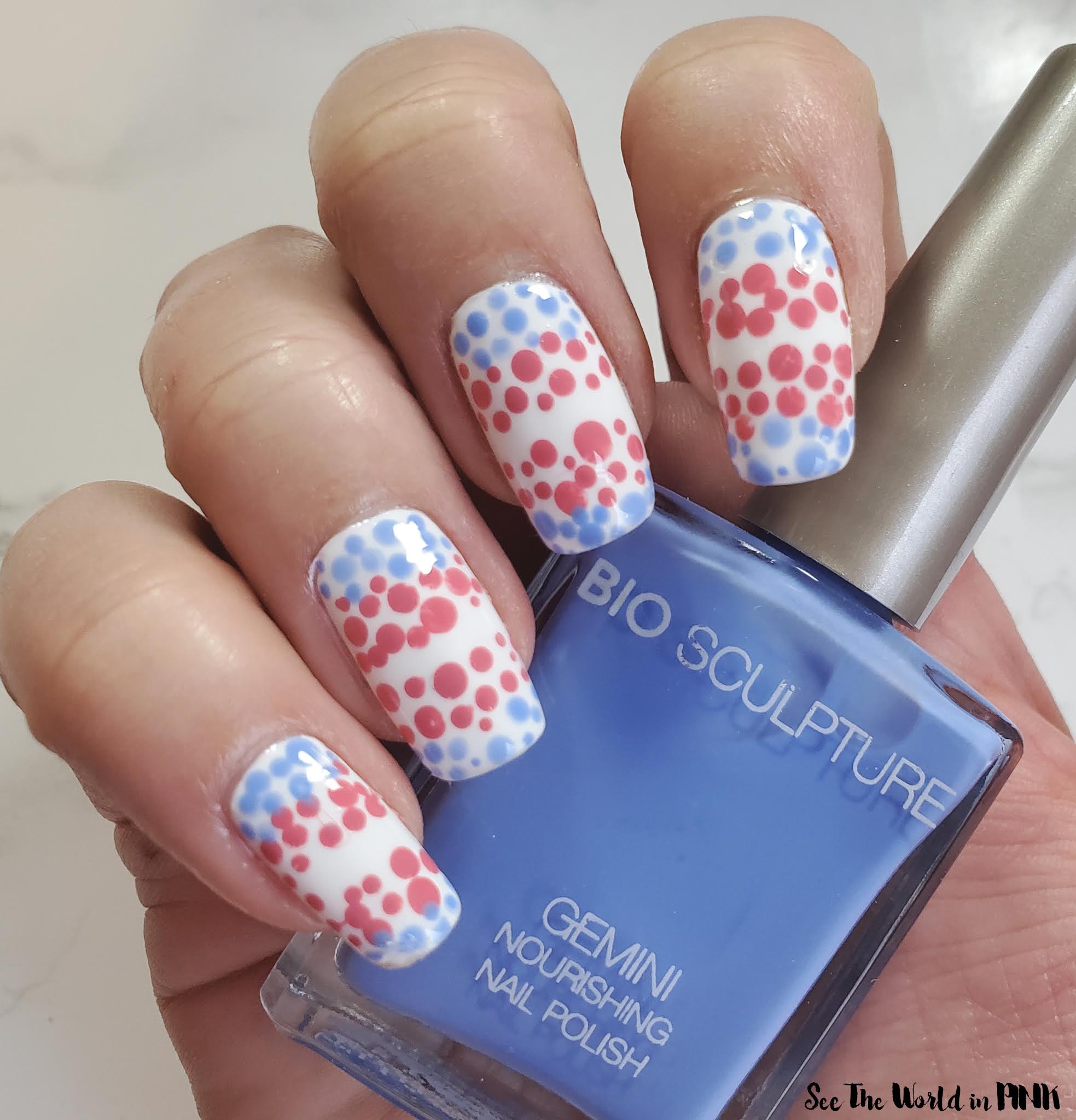 Manicure Monday - Dotted Trans Flag Pink, Blue and White Nails | See ...